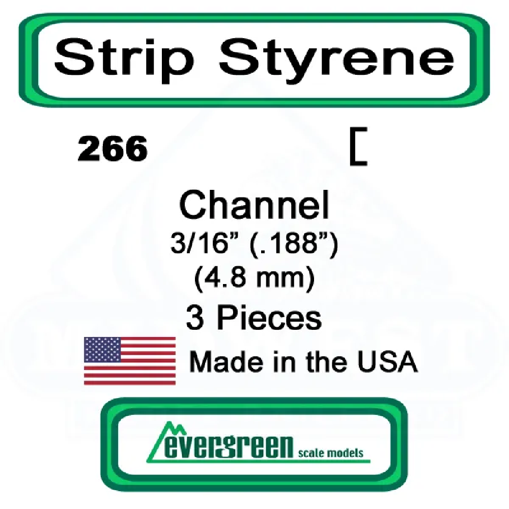 Evergreen Scale Models - Channel Styrene – 3/16 (.188) (4.8mm) 3 Piece ...