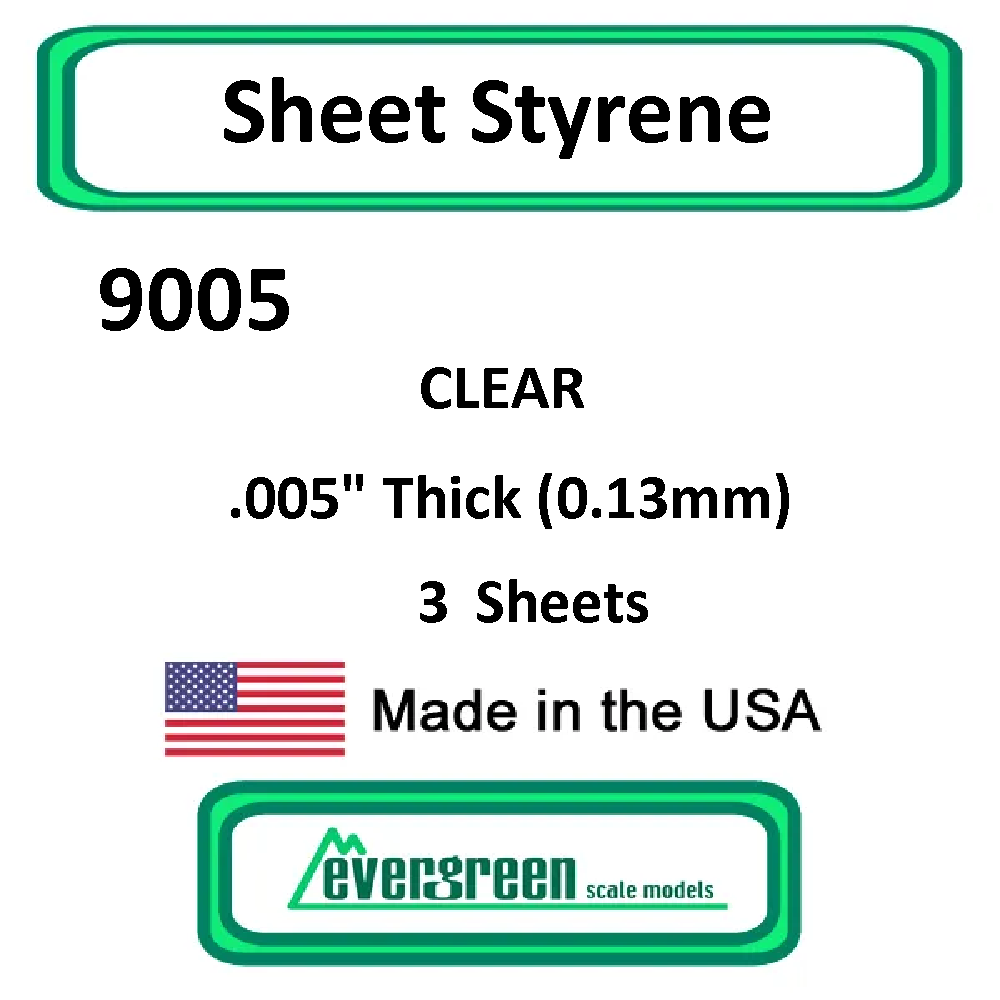 Evergreen Scale Models - Sheet Styrene - Clear .005" Thick (0.13mm) 2x ...